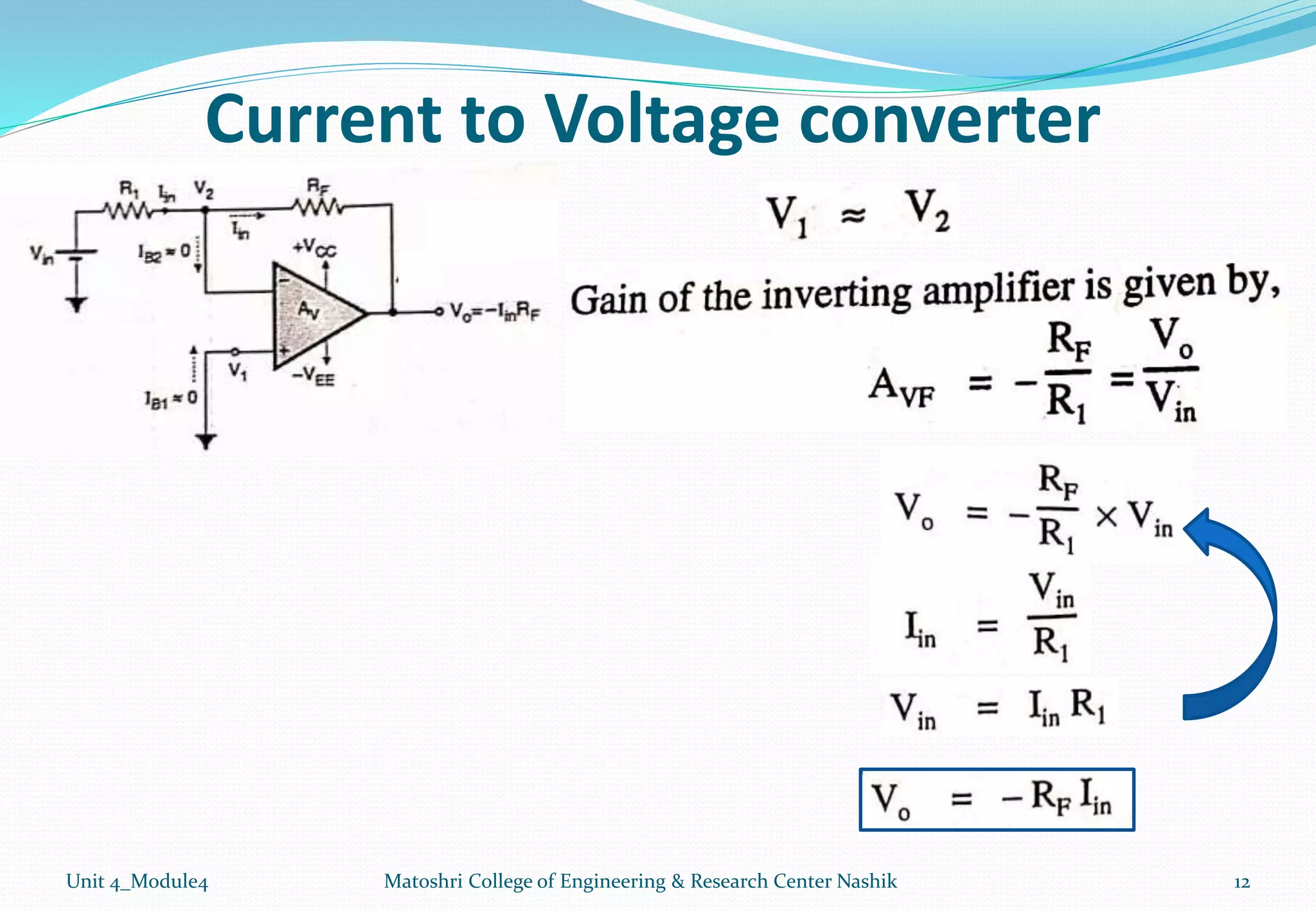 Module4: opamp as a V-I & I-V Converter | PPTX