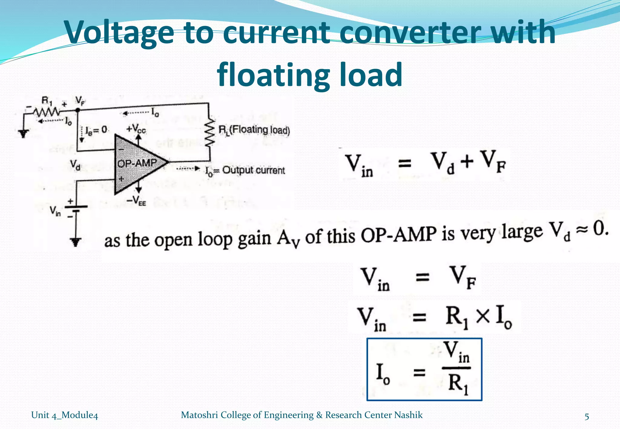 Module4: opamp as a V-I & I-V Converter | PPTX