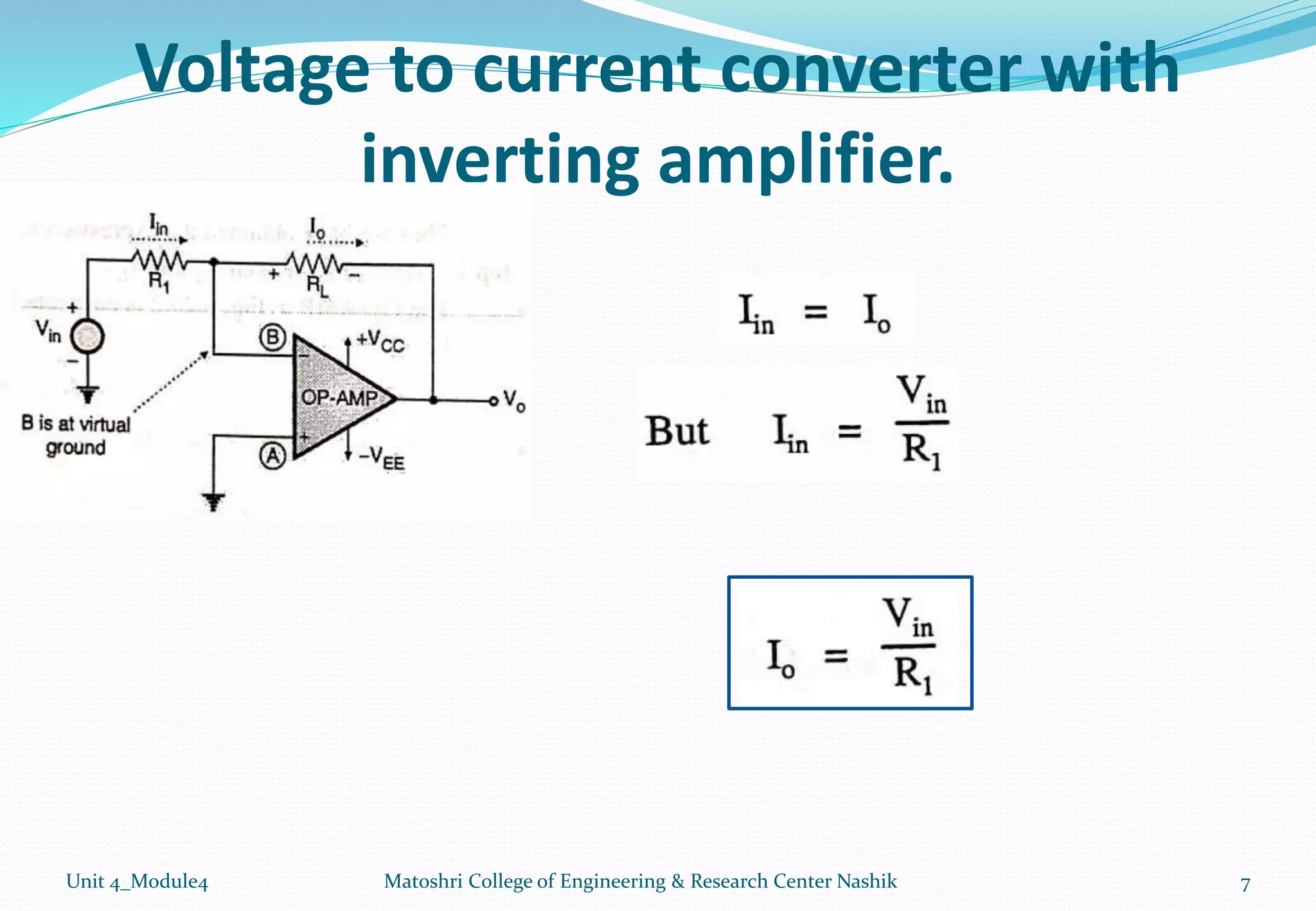 Module4: opamp as a V-I & I-V Converter | PPTX