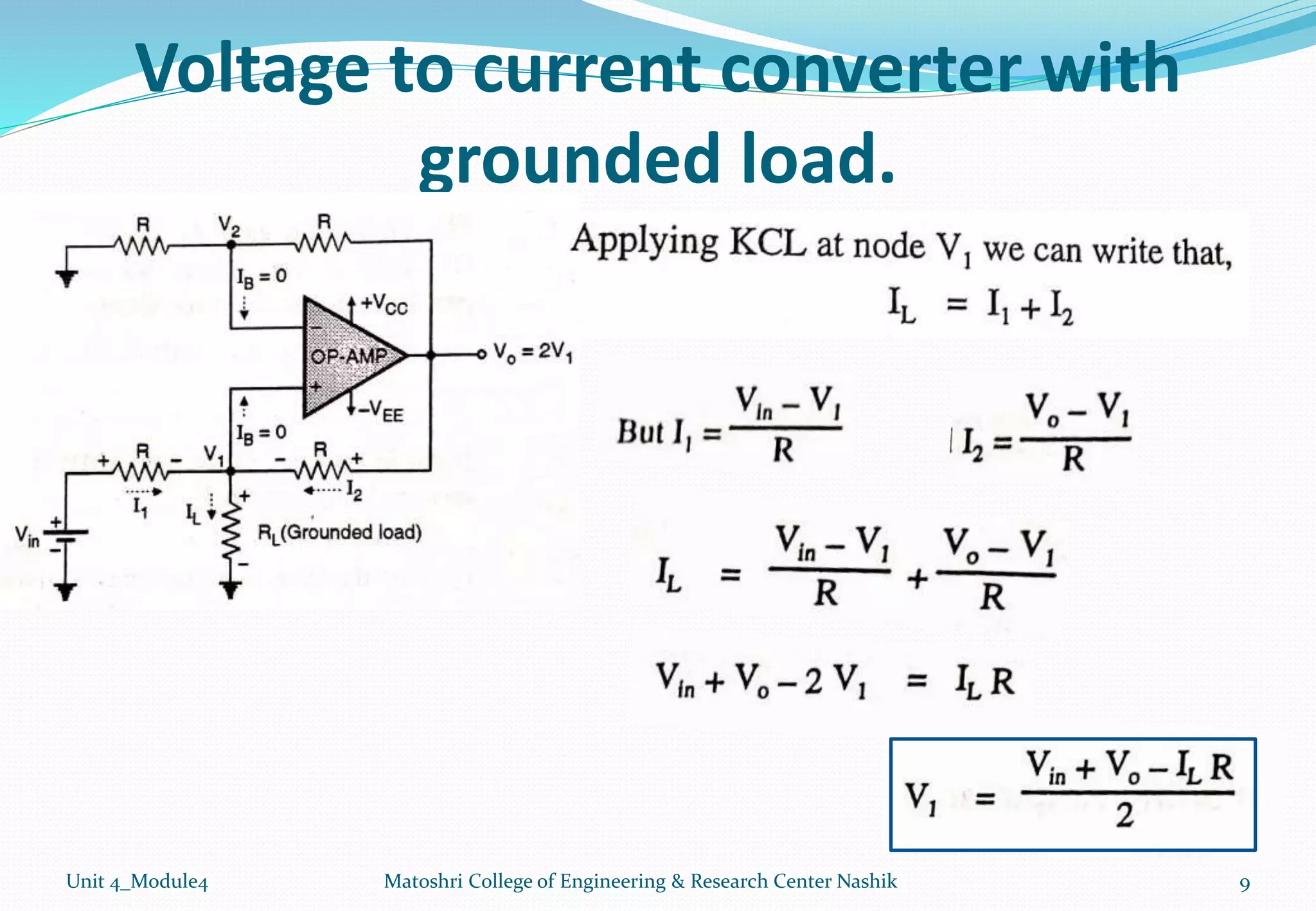 Module4: opamp as a V-I & I-V Converter | PPTX