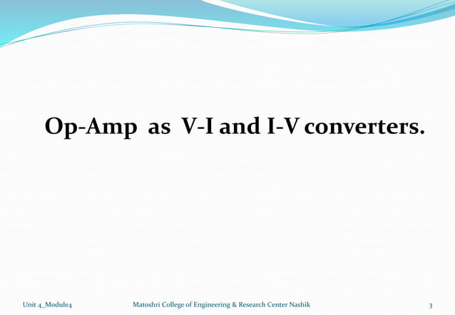 Module4: opamp as a V-I & I-V Converter | PPTX | Computer Peripherals ...