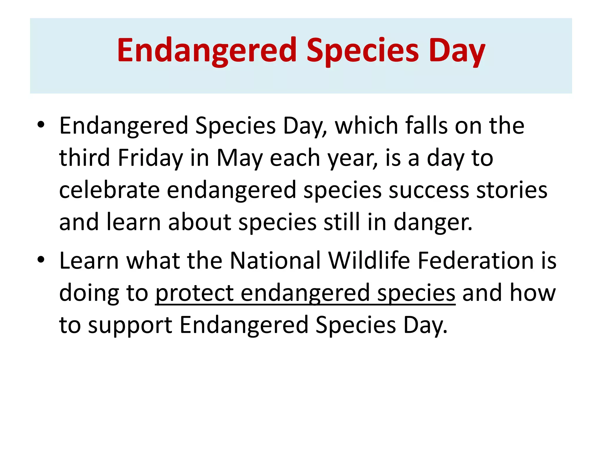 Endangered species and its conservation methods | PPT