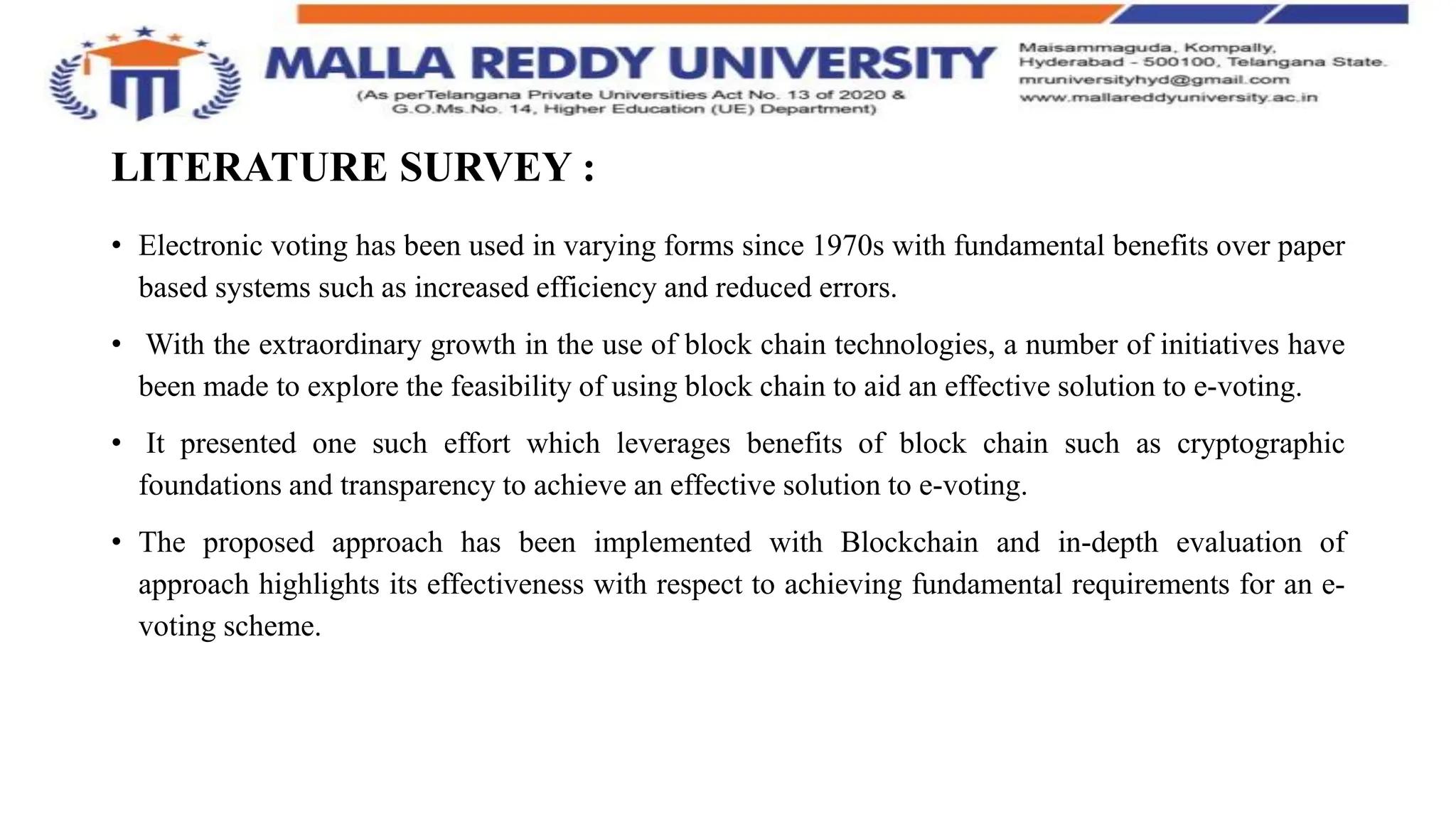 Blockchain Enabled Voting System Major Project | PPTX