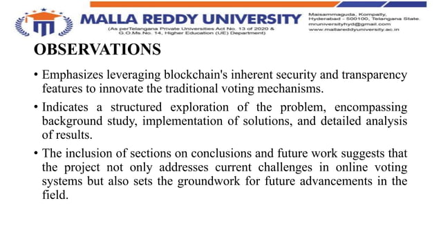 Blockchain Enabled Voting System Major Project | PPTX | Computing ...