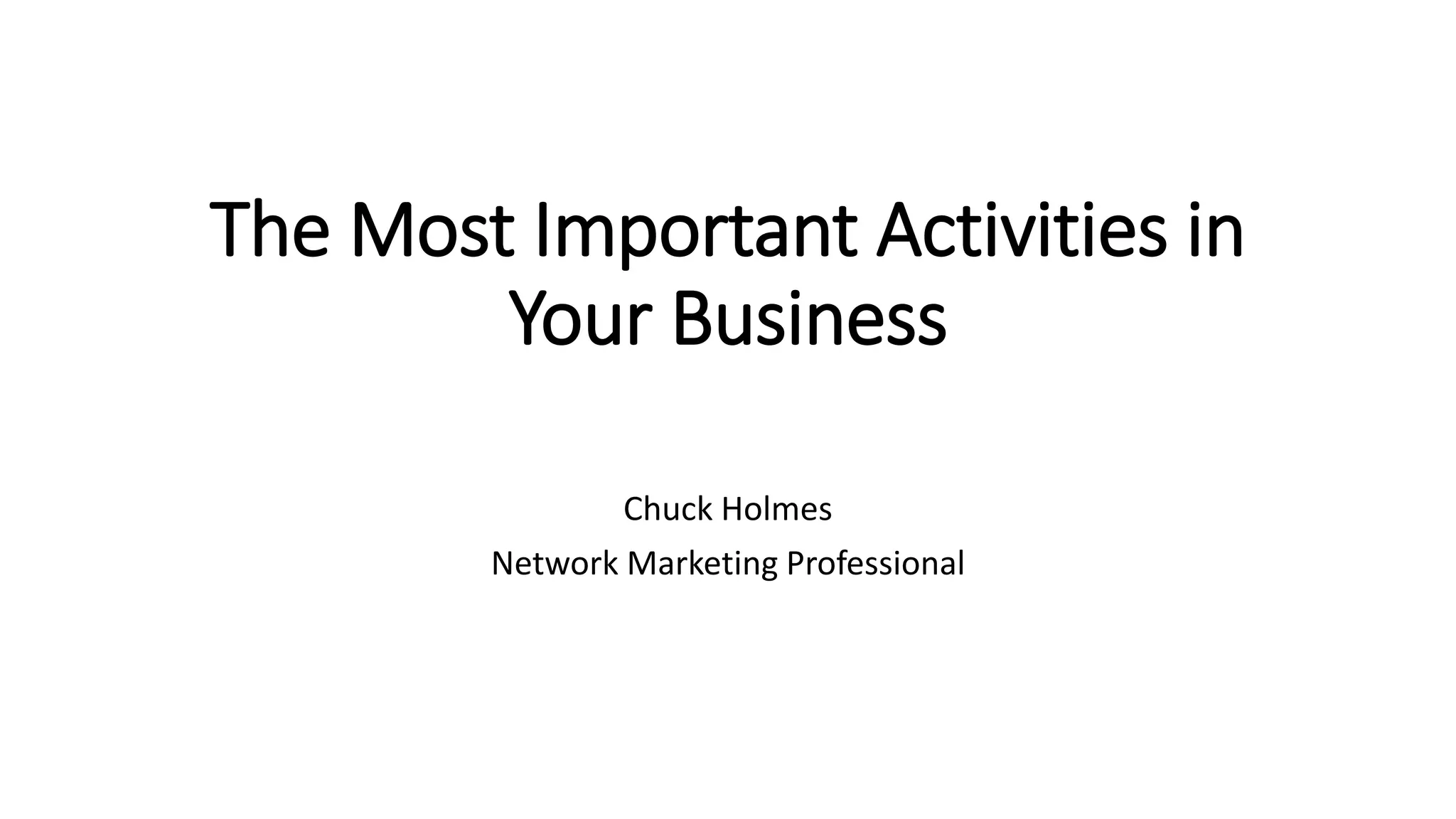 The Most Important Activities in Your Business | PPT