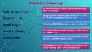 Chemical bonding, class XI, Bond parameters | PPTX