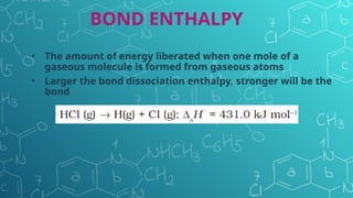 Chemical bonding, class XI, Bond parameters | PPTX