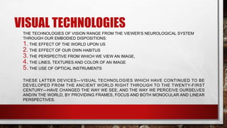 READING VISUAL ARTS Visual Technologies. | PDF