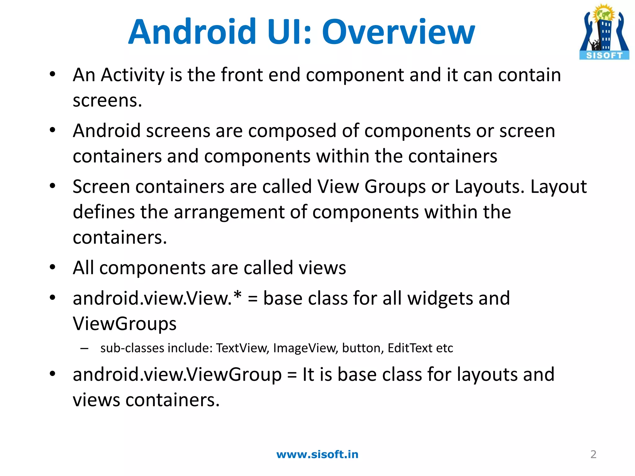 Android Screen Containers & Layouts | PDF