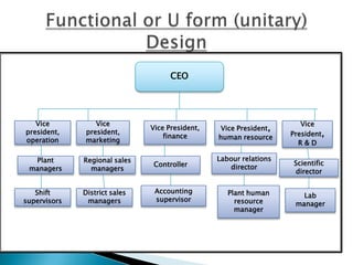 Presentation on Basic forms of Organizations Design | PPTX