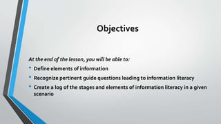 Information Literacy Grade 11 | PPTX