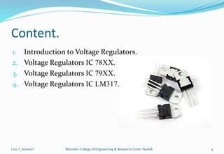 Module 5 :Voltage regulator IC 78XX 79XX LM317 | PPTX