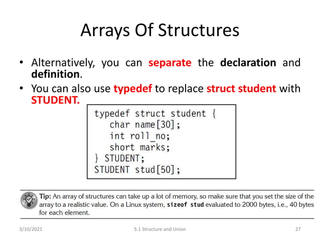 C Programming: Structure and Union | PPTX | Programming Languages | Computing