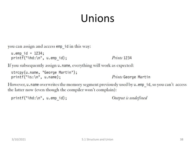 C Programming: Structure and Union | PPTX | Programming Languages ...