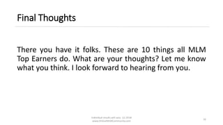 10 Things All Successful MLM Distributors Do | PPT