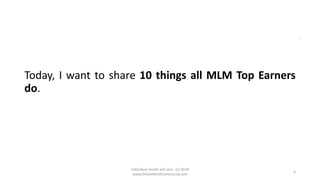 10 Things All Successful MLM Distributors Do | PPT