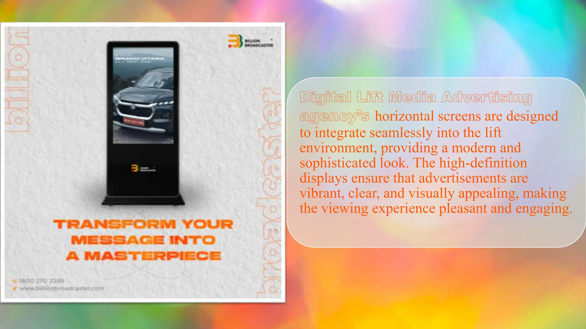 Billion Broadcaster's Horizontal Screen Advertising in Lifts | PPTX