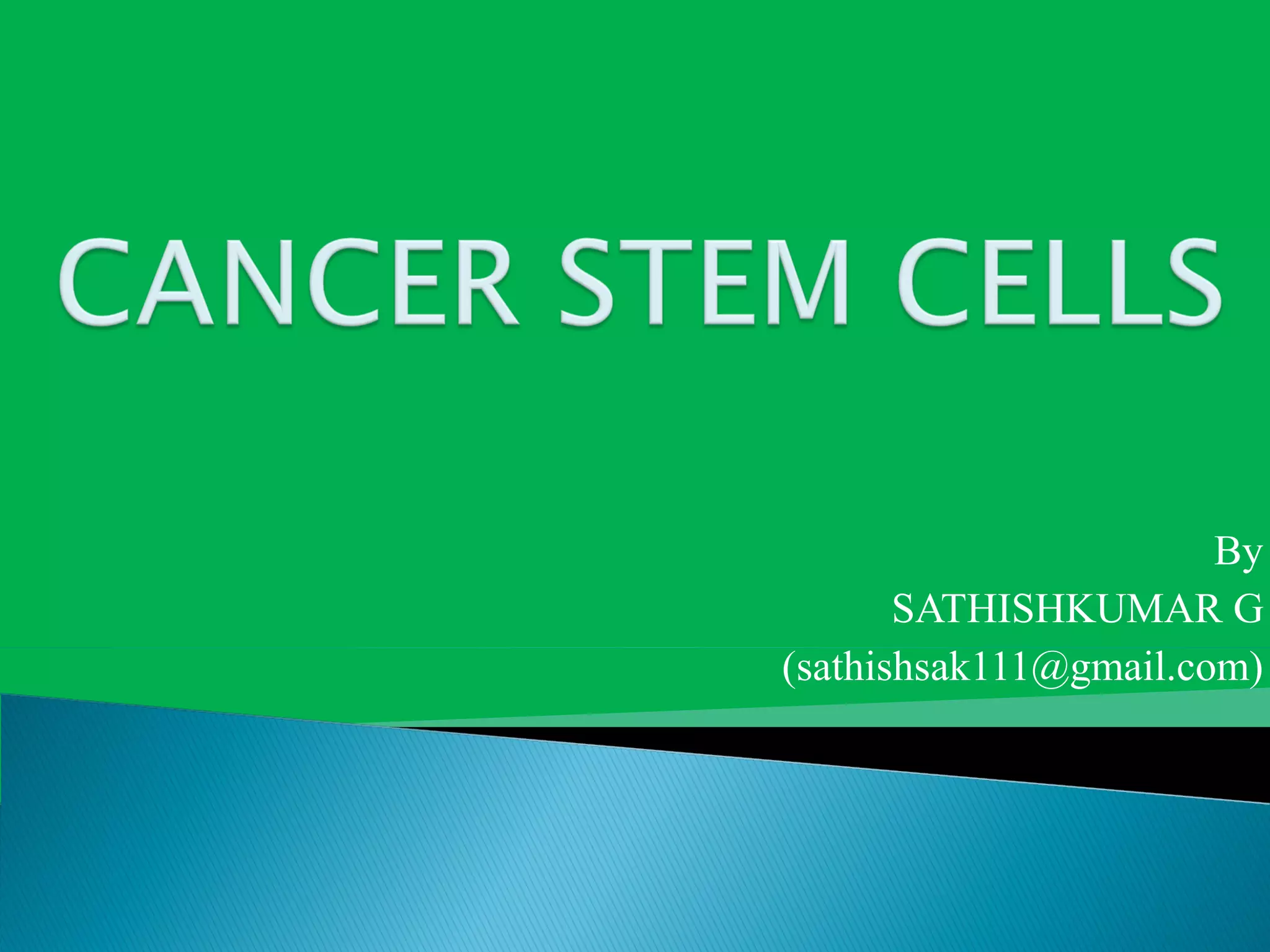 CANCER STEM CELLS | PPT