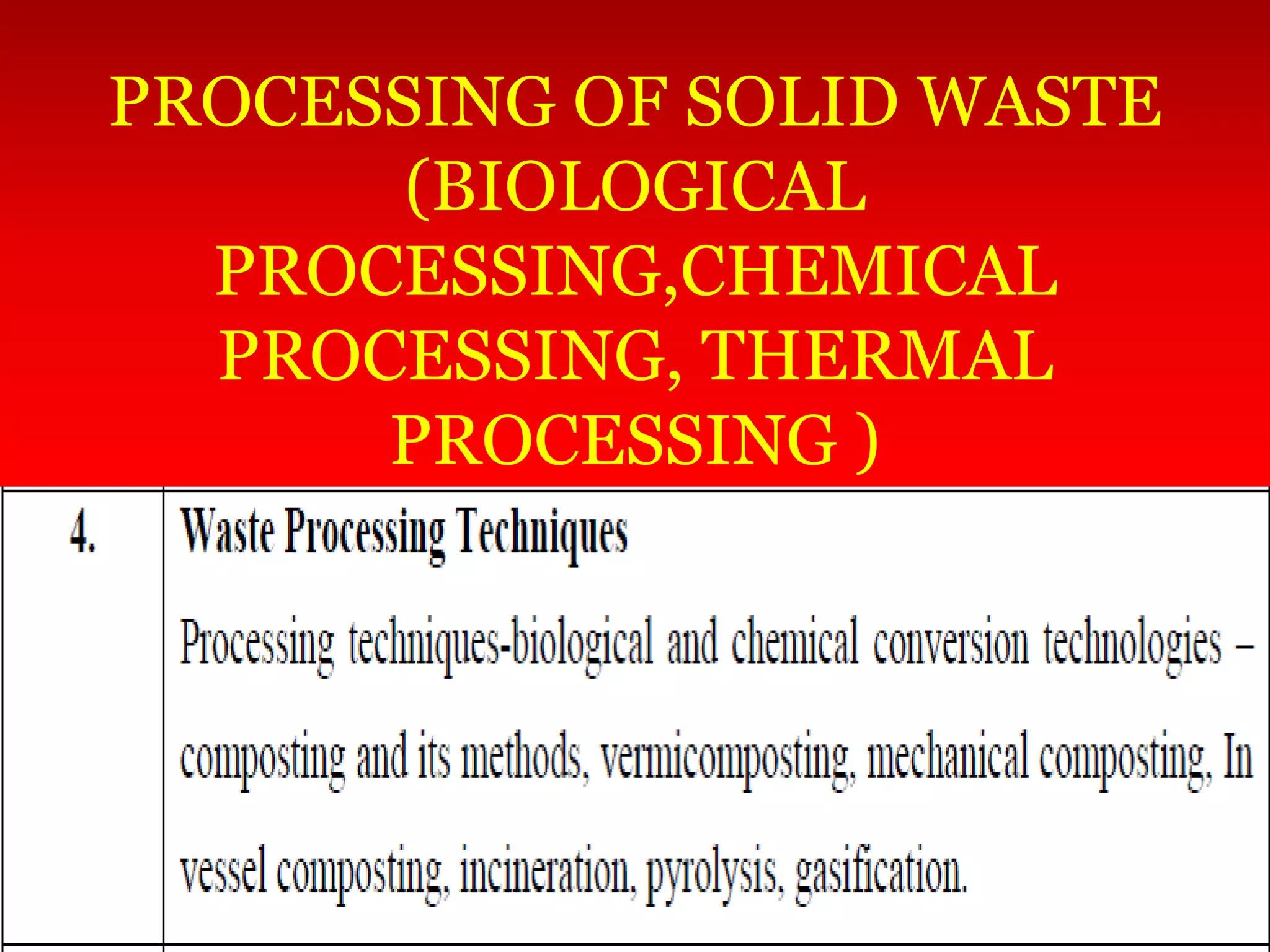 Processing of Solid Waste | PPTX