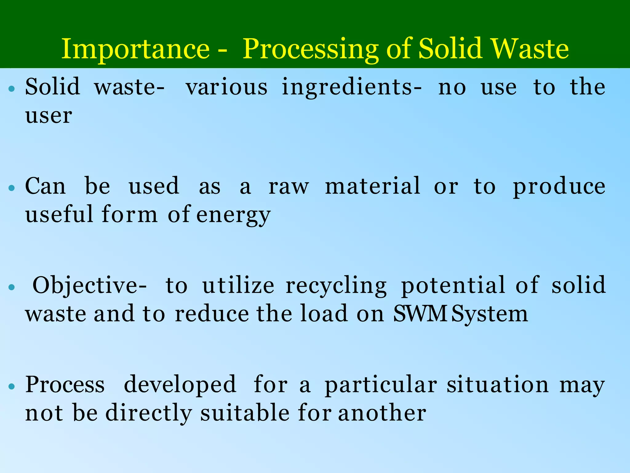 Processing of Solid Waste | PPTX