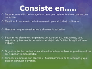 PRESENTACION 5S CALIDAD CLASIFICACION Y DEFINICION | PPTX