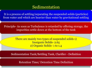 Treatment of Water and Design Example on Sedimentation Tank | PPTX