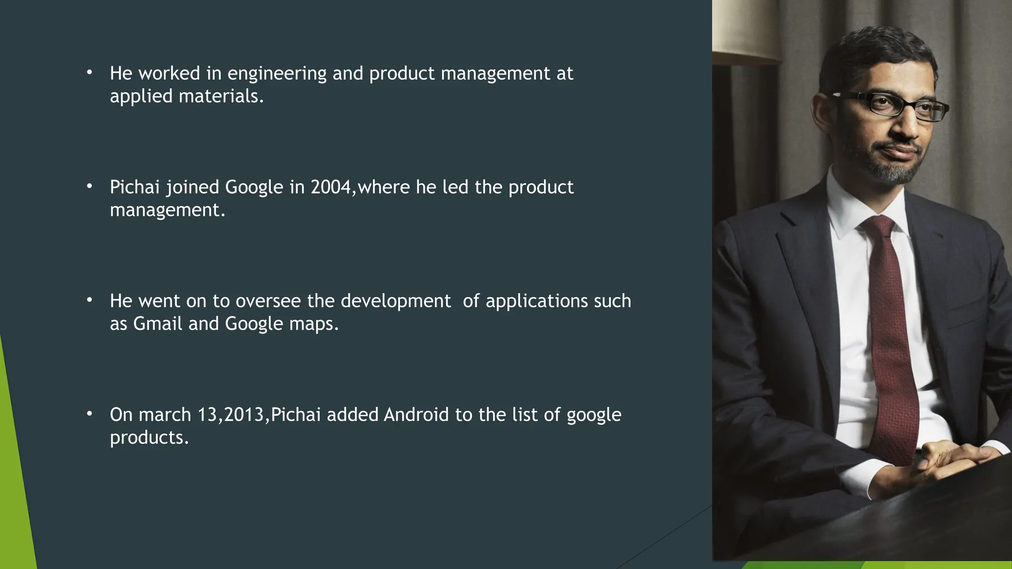 presentation about the google CEO ,Sundar Pichai | PPTX