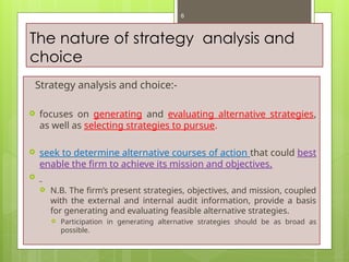 Chapter six - Strategic analysis and choice | PPT