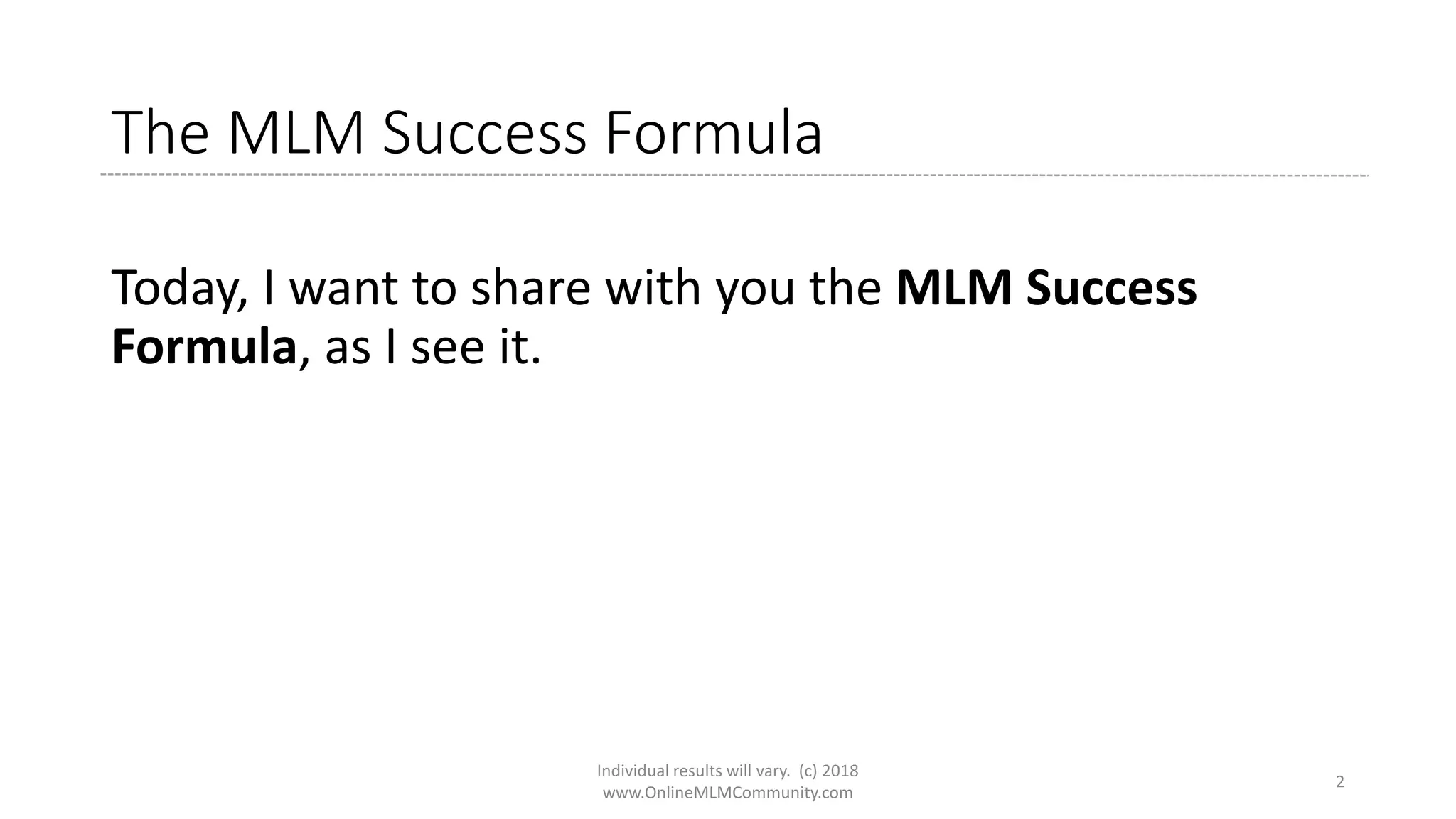 The MLM Success Formula | PPT