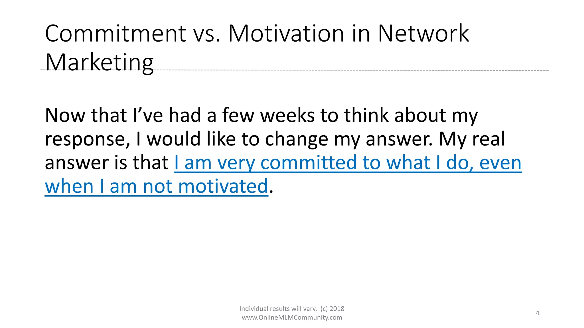 Commitment vs. Motivation in Network Marketing | PPTX