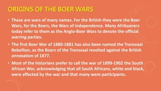 CAMBRIDGE AS HISTORY: ALL ABOUT THE BOER WARS | PPTX