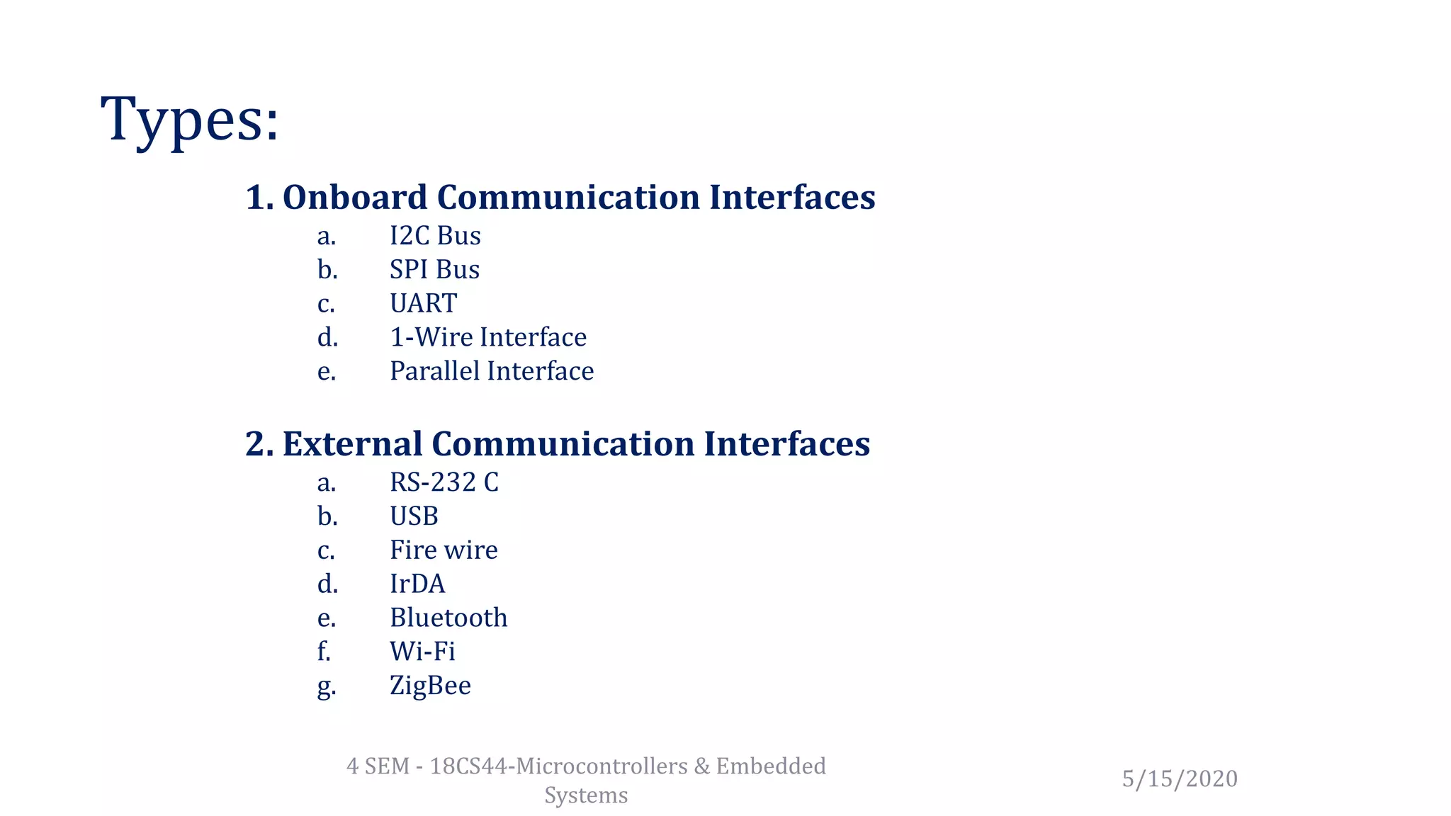 Communication Interface of The Embedded Systems | PPT