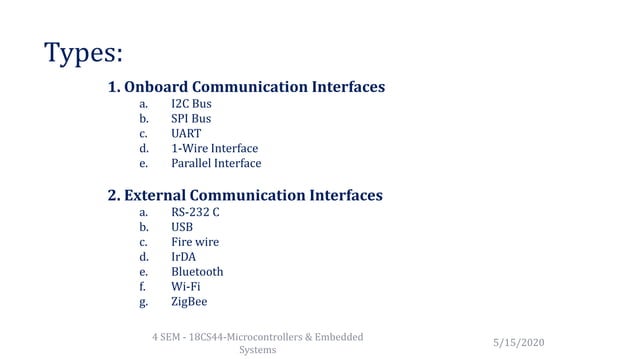 Communication Interface of The Embedded Systems | PPT | Operating ...