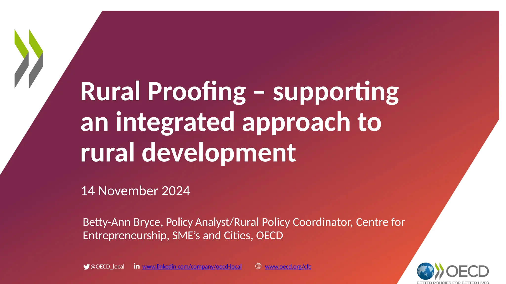 OECD Rural Principles series: Taking an integrated approach to Rural ...