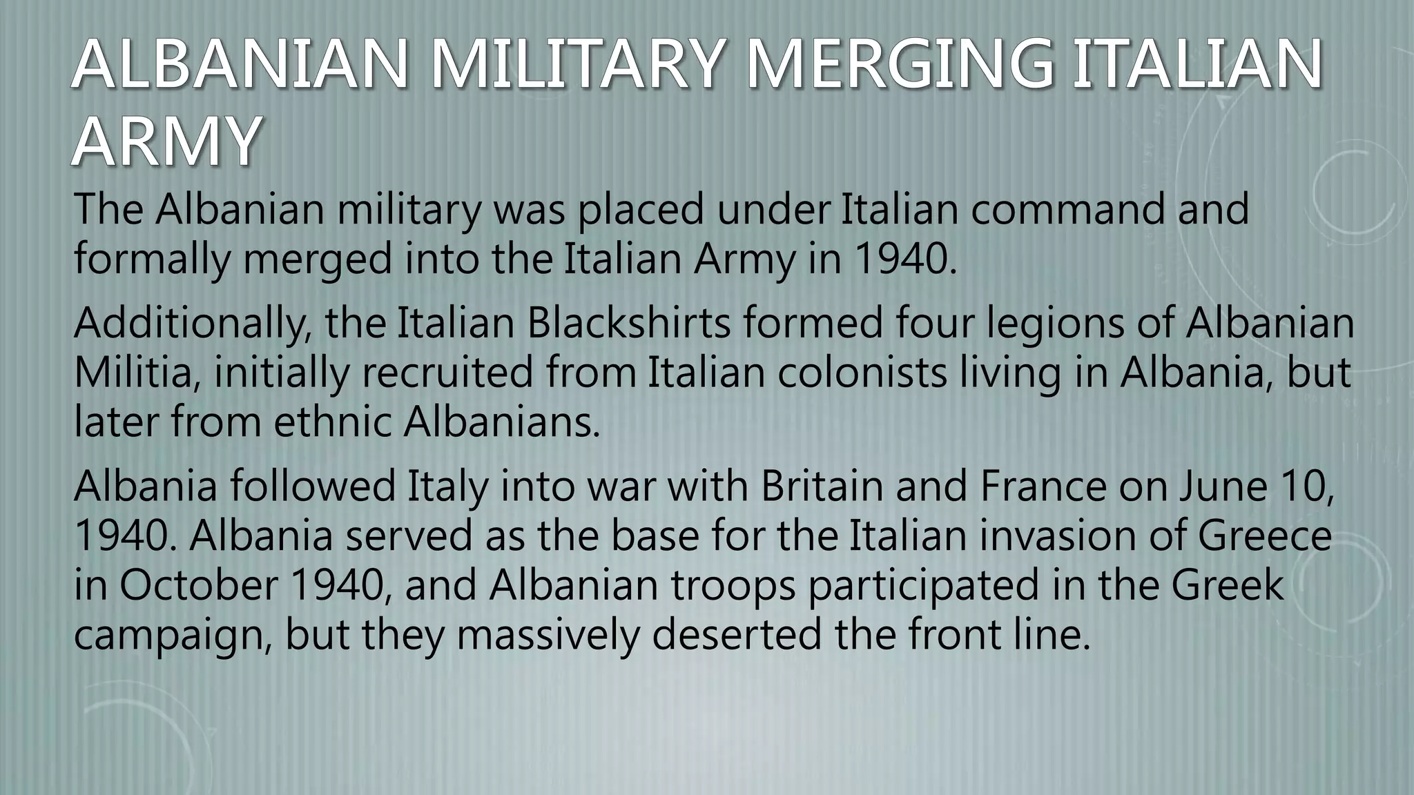 CAMBRIDGE AS HISTORY: THE ITALIAN INVASION OF ALBANIA 1939 | PPTX