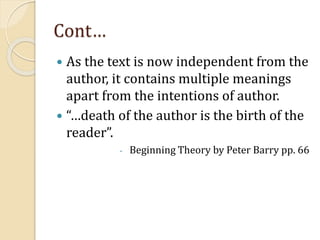 Post structuralism and Death of the Author | PPT