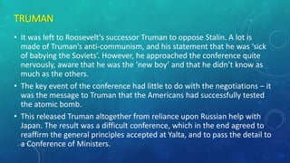 CAMBRIDGE A2 HISTORY: POTSDAM CONFERENCE. THE ISSUES AND HOW THEY WERE ...
