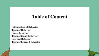 animal behaviours and its types with examples | PPTX