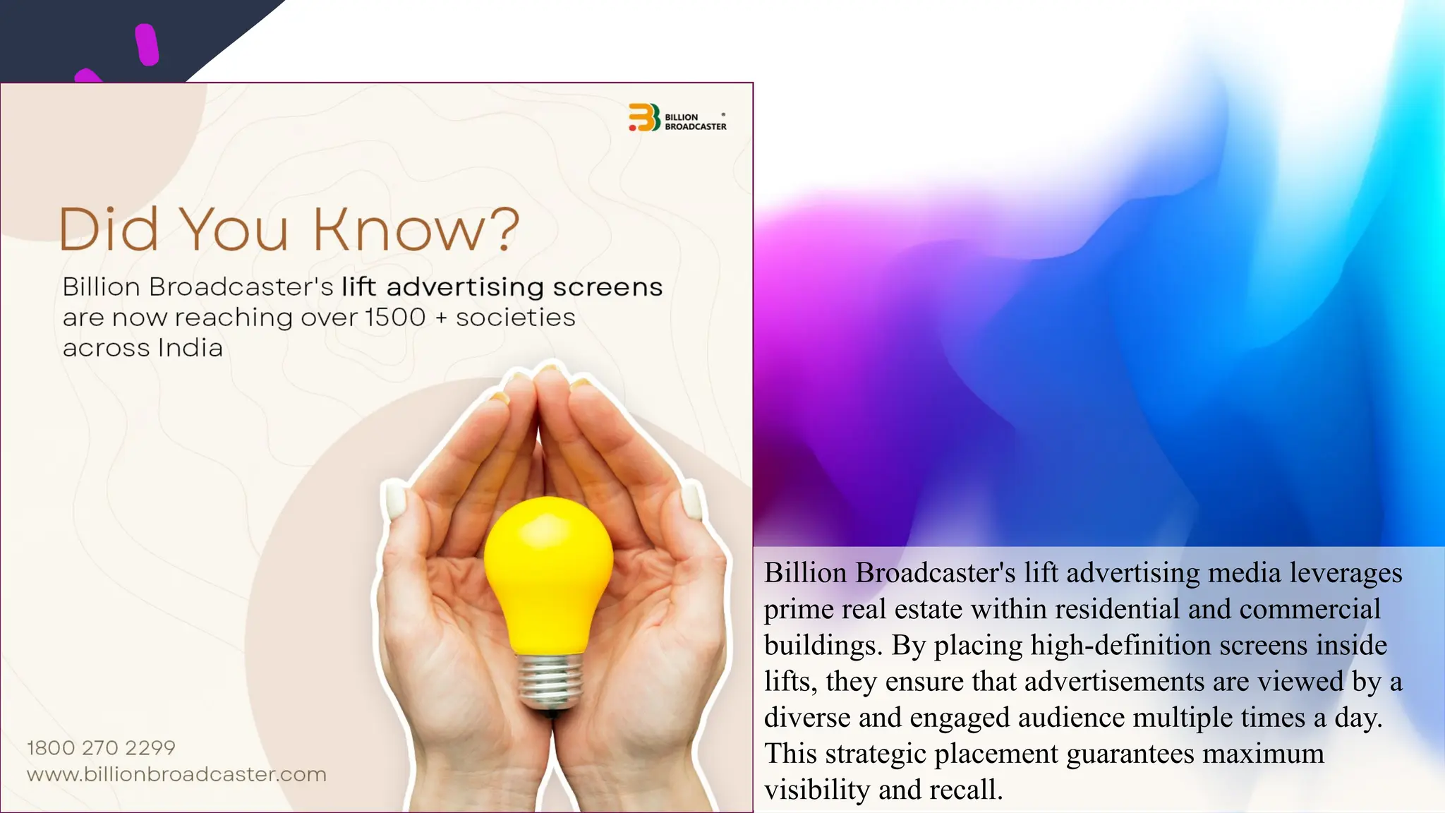 Billion Broadcaster Lift Advertising Media: Revolutionizing Urban ...