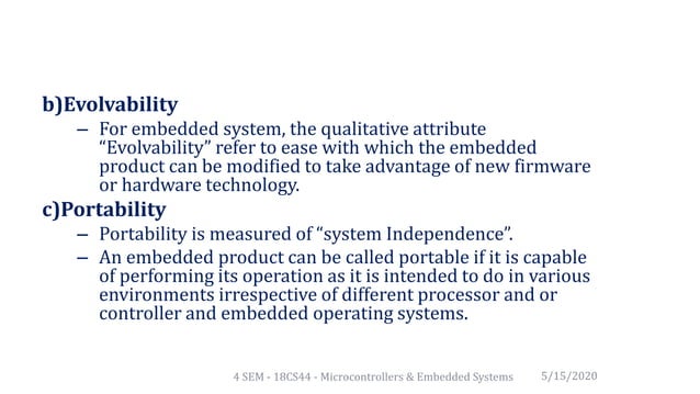 Quality Attributes Of Embedded Systems Ppt