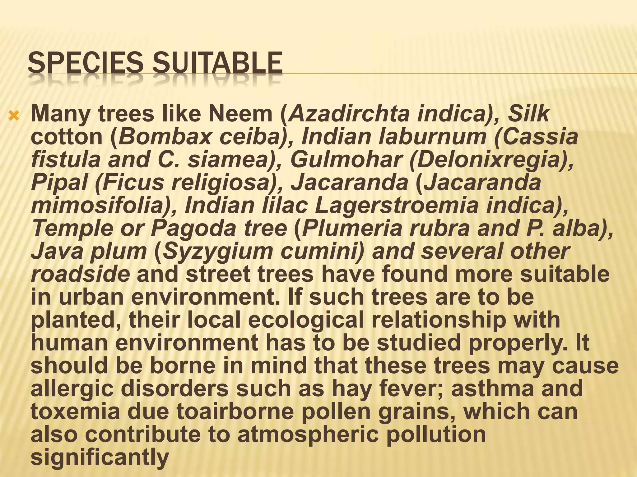TREE SPECIES USE FOR CONTROLLING AIR POLLUTION | PPTX