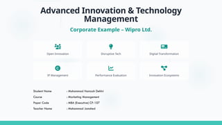 Strategic Management - Advanced Innovation & Technology Management | PPTX