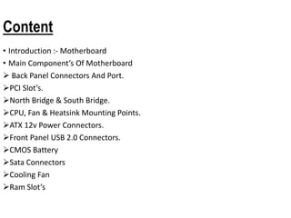 Presentation On Motherboard | PPT
