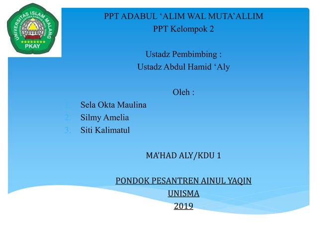 Ppt adabul a'lim 2 | PPTX