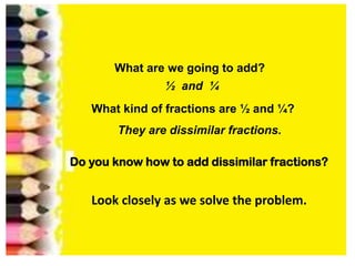 Ppt addition of dissimilar fractions (loids) | PPTX