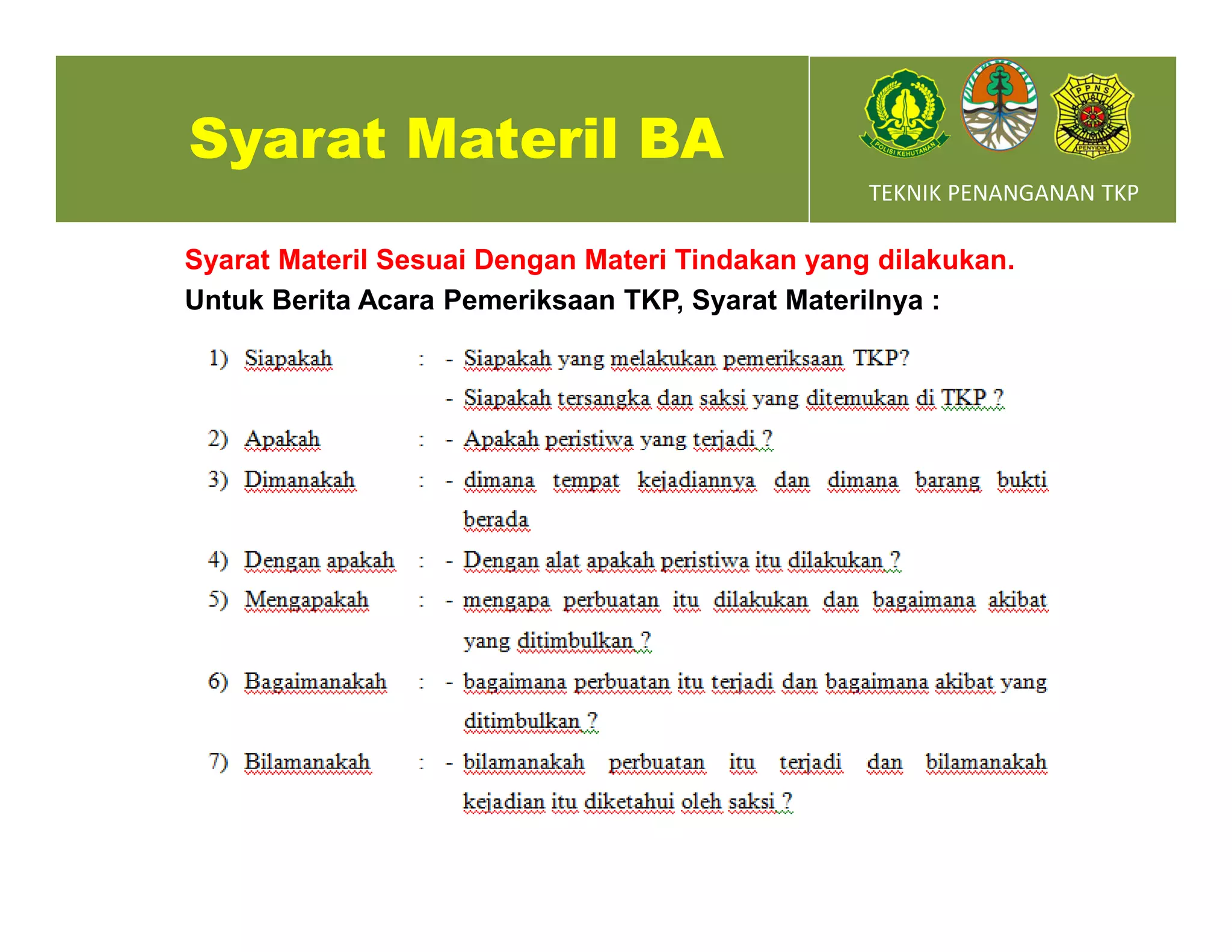 ADMINISTRASI TEMPAT KEJADIAN PERKARA (TKP) KEHUTANAN | PDF