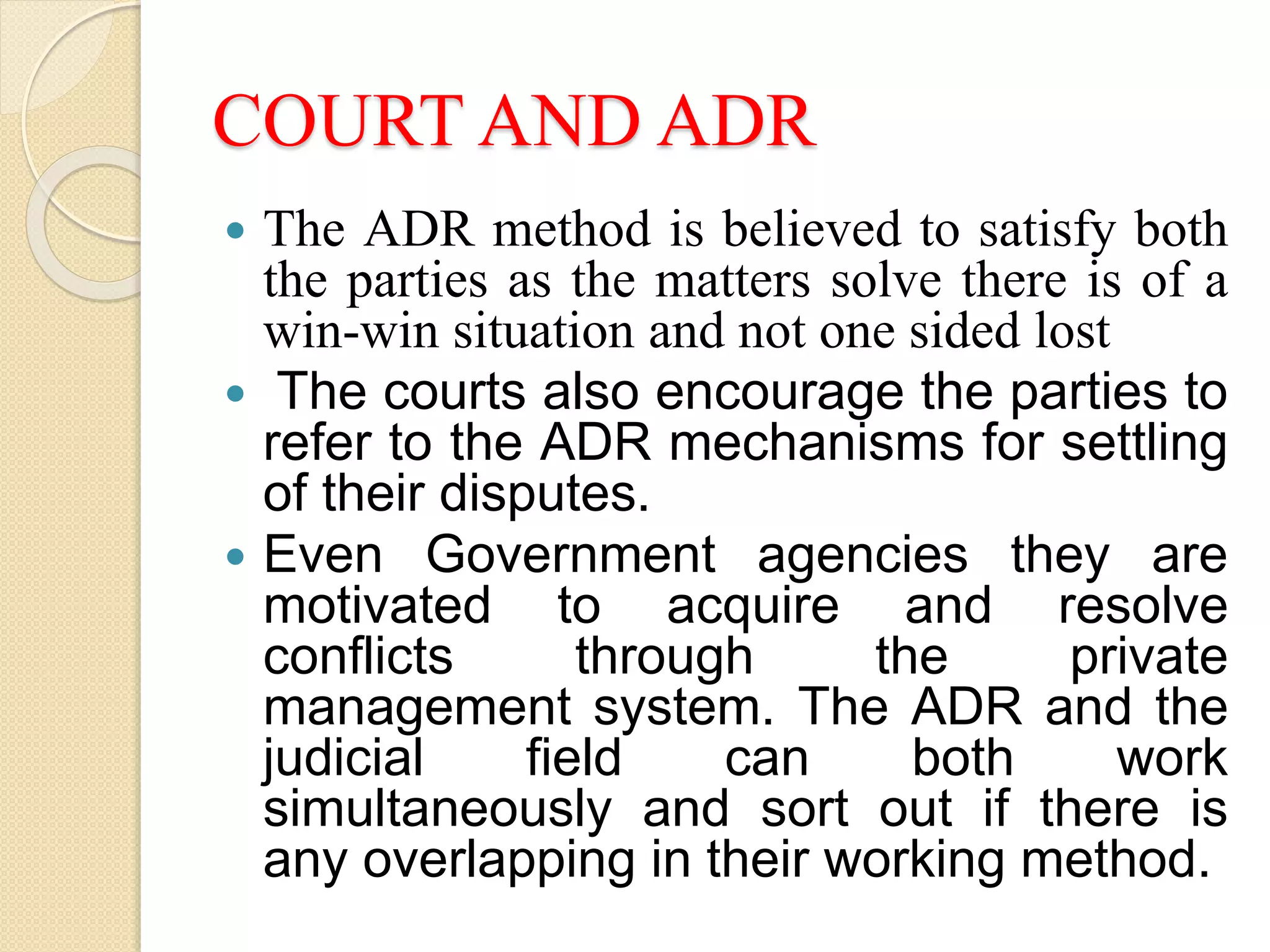 role of judiciary in promoting ADR | PPTX