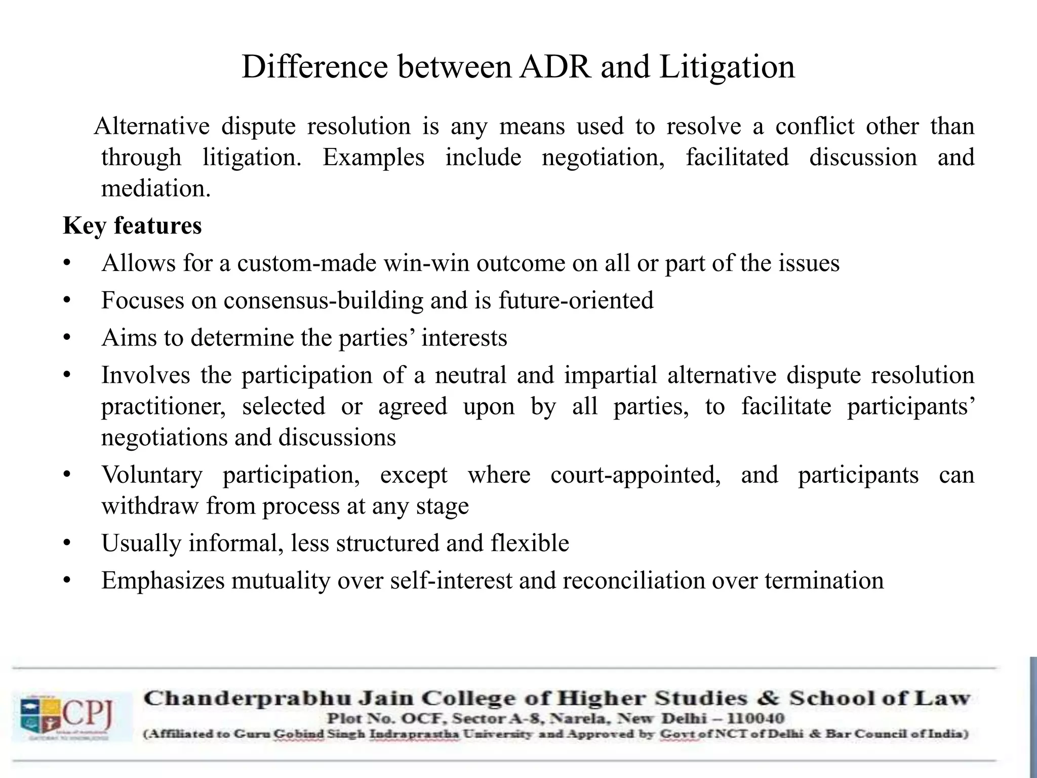 Alternative Dispute Resolution (ADR) [LLB -309] | PPTX