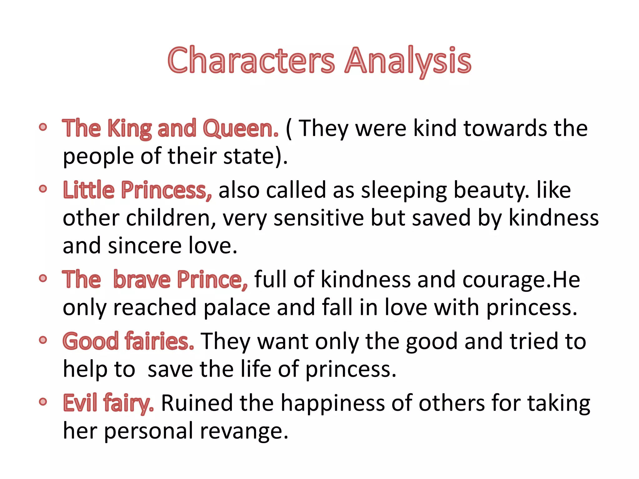 an analysis on the short story sleeping beauty. | PPTX