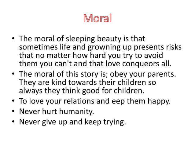 an analysis on the short story sleeping beauty. | PPTX